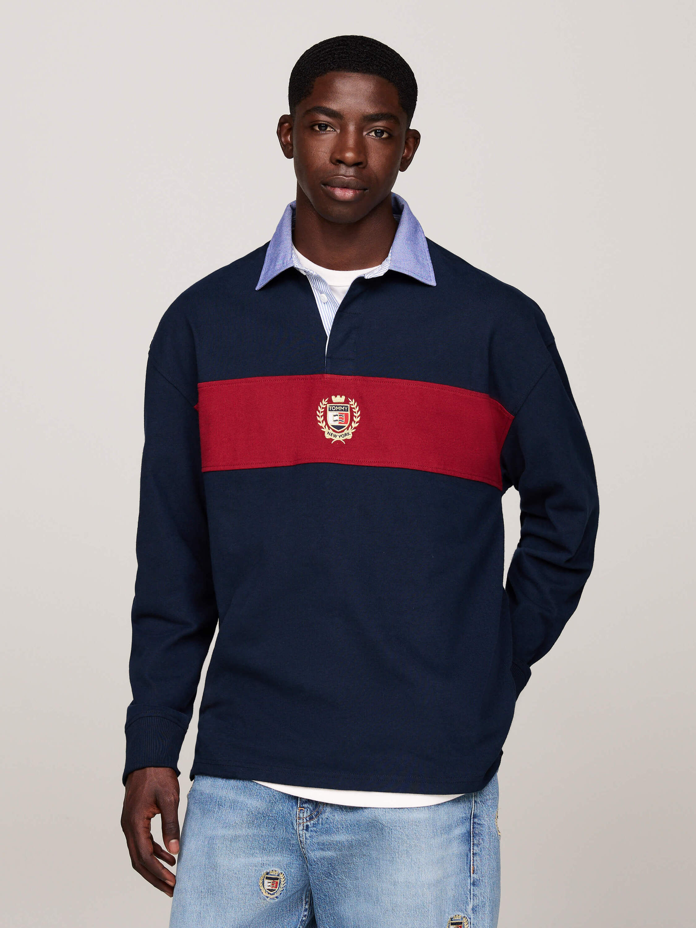 Polo de rugby color block de corte oversize de hombre Tommy Jeans ...
