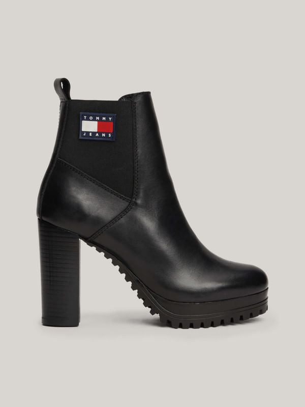 Botines de piel con tacón y suela dentada de mujer Tommy Jeans | Botas ...